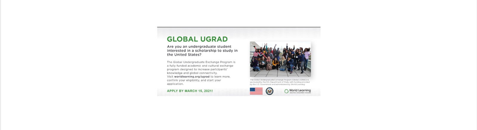 Scholarship : [The Global Undergraduate Exchange Program (Global UGRAD ...